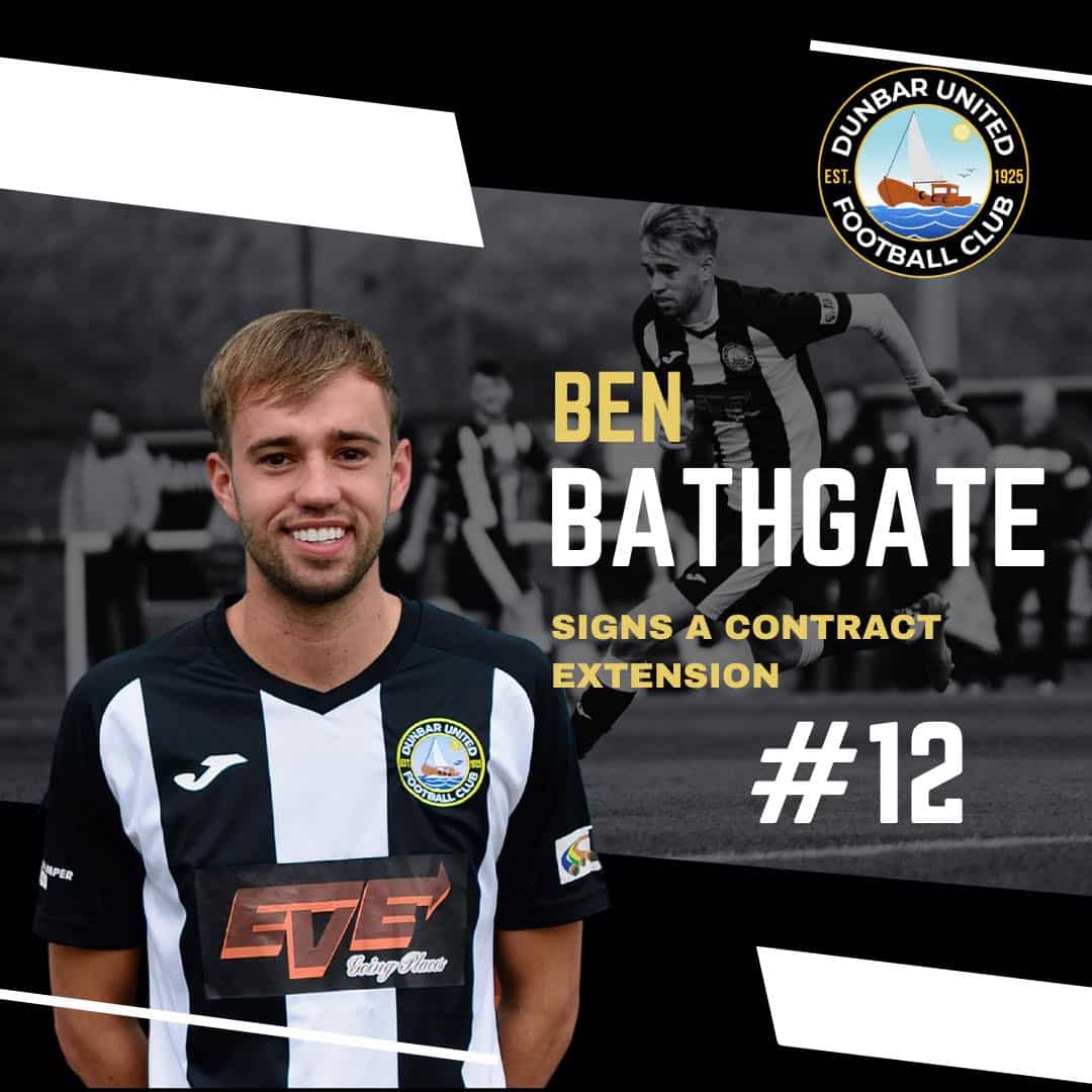 Ben Bathgate signs contract extension - Dunbar United F.C. Dunbar ...