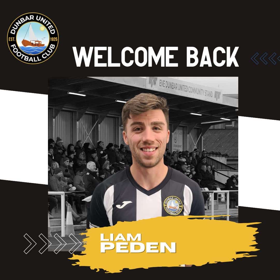 Liam Peden returns to the Seasiders - Dunbar United F.C. Dunbar United F.C.